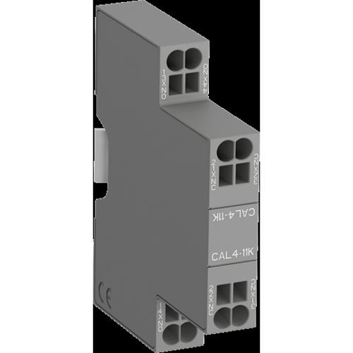 ABB CAL4-11-T Auxiliary Contact Block - Two Pole, 50/60 Hz, Aux: 1 NC + 1 NO, Screw Terminals