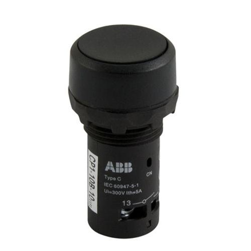 ABB CP1-10B-10 Compact Pushbutton - Momentary - Flush - Black - Non-illuminated - Black plastic ...