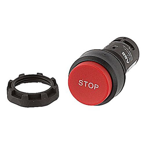 ABB CP9-1018 Compact Pushbutton - Momentary - Extended - Red - Black plastic - 1NO+1NC ...