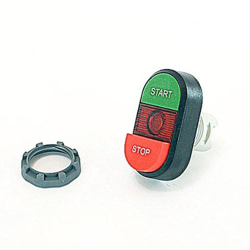 ABB MPD15-11R Modular Double Pushbutton - Momentary - Flush/Extended - Green/Red Actuator, Red ...