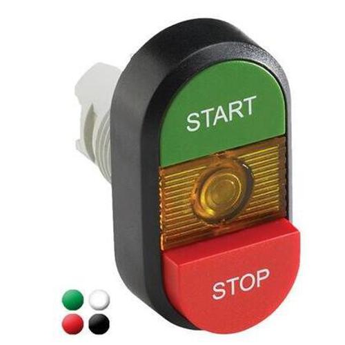 ABB MPD17-11G Modular Double Pushbutton - Momentary - Flush/Extended - White/Black Actuator ...