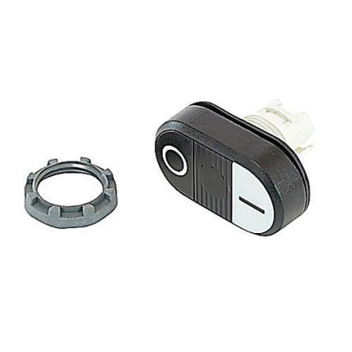 ABB MPD6-11B Modular Double Pushbutton - Momentary - Flush/Flush - White/Black Actuator, Black ...