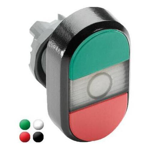 ABB MPD8-11G Modular Double Pushbutton - Momentary - Flush/Flush - White/Black Actuator, Green ...