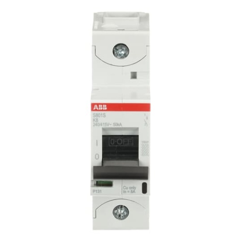 ABB S801S-K8 High Performance Circuit Breaker - 8 Amp, Single Pole, 400 VAC