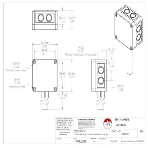 ACI 125386 A/RH2-TTM100-O-4X-4 Outside Air NEMA 4X Humidity