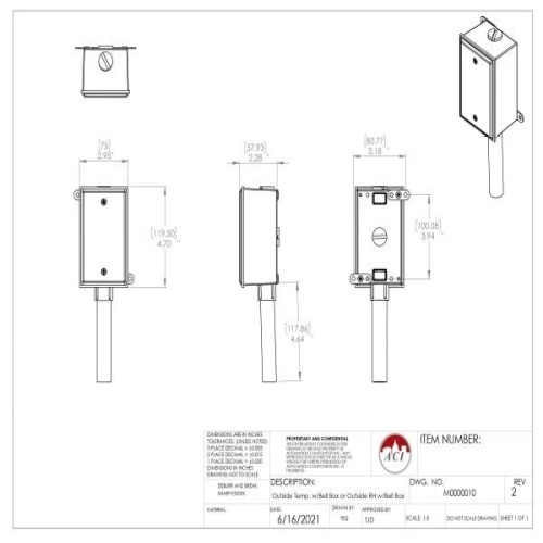 ACI 126251 A/TT100-O-4-BB 100 Ohm Outside Air RTD
