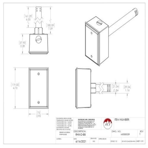 ACI 136250 A/RH3-AN-D-BB Duct NEMA 3R Humidity
