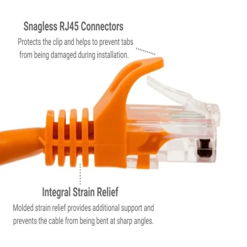 Cable PC6-OR-14-EZ Ethernet Patch Cable - Cat 6, 14', PVC, 24 AWG, 550 ...