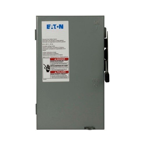 Eaton DG321UGB-CSA General Duty Safety Switch - 30 Amp, NEMA 1, Three Pole, Painted Steel, 240 ...