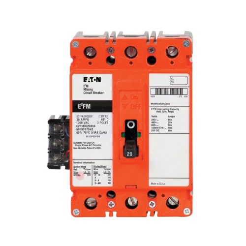 Eaton E2FM3020B04 Mining Molded Case Circuit Breaker, E2 Series, 577 ...