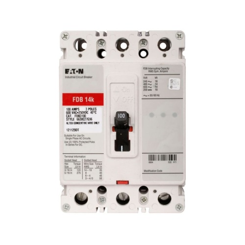 Eaton FDB3080L Molded Case Circuit Breaker, C Series, 600 Max Volt, 80 ...