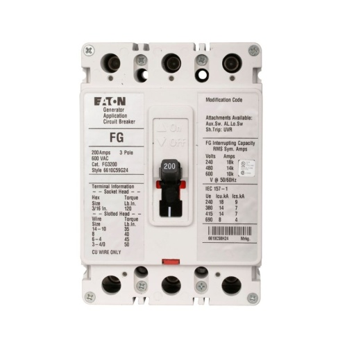 Eaton FG3200WA12D05S03Z05 Three Pole, 600 Max Volt, 200 Amp