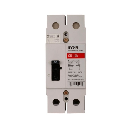 Eaton GD2050DV C Series, Two Pole, 480 Max Volt, 50 Amp