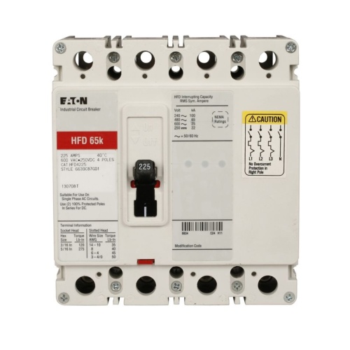 Eaton HFD4225L Complete Molded Case Circuit Breaker - 600 Max Volt 225 Amp