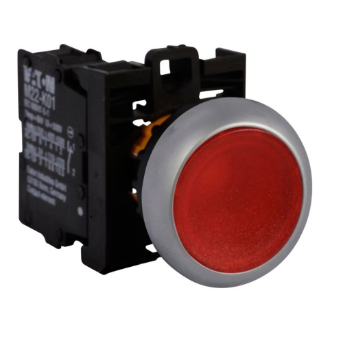Eaton M22-DL-R-K01-230R Modular Pushbutton, M22 Series, 22.5 mm