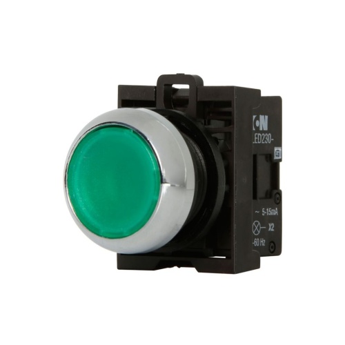 Eaton M22M-DL-G-K20-G Modular Pushbutton, M22 Series, 22.5 mm
