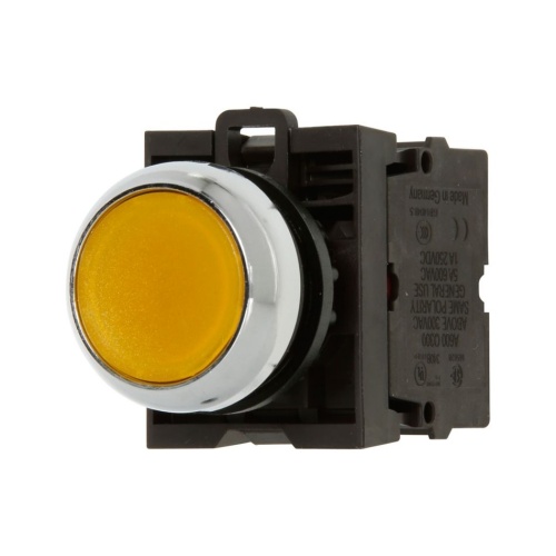 Eaton M22M-DL-Y-K11-W Modular Pushbutton, M22 Series, 22.5 mm