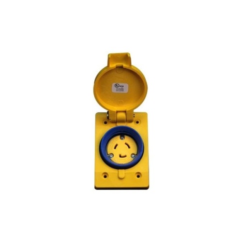 Ericson 2820-FS10 Single Receptacle w/ Cover - Yellow, 20 Amp, 125 Volt