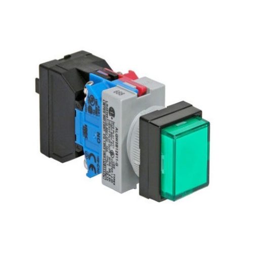 IDEC ALQW2B9911D-A-6V Push Button - Square Extended, Amber, 22 mm