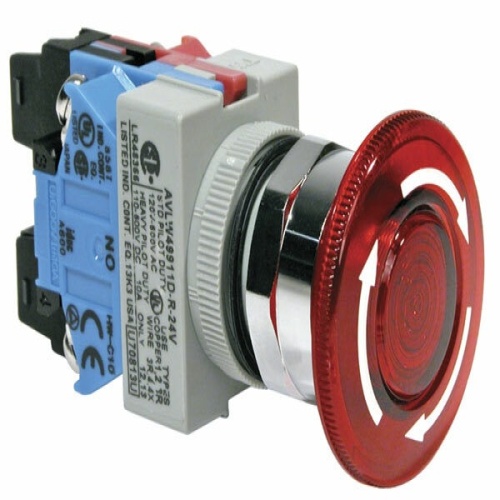 IDEC AVLW4B12611D-R Push Button - Mushroom, Red, 22 mm