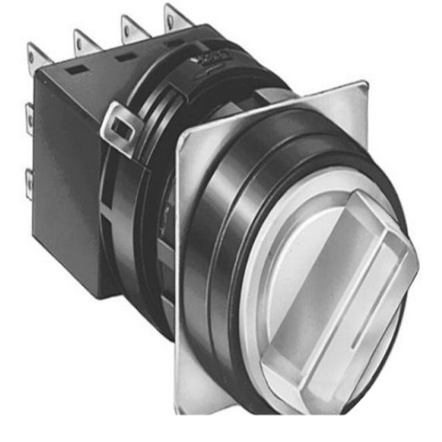 IDEC LW1F-3C20M-Y Illuminated Selector - Knob, Plastic Round Bezel, 3 Positions