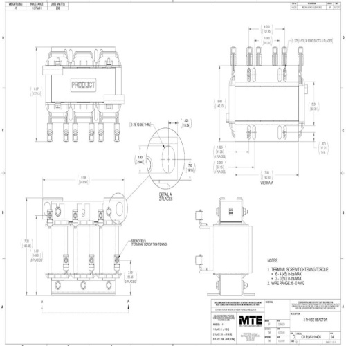MTE RLW-010405 RLW Series Reactor - 480-600 Volt, 75-100 HP, 0.375mH ...