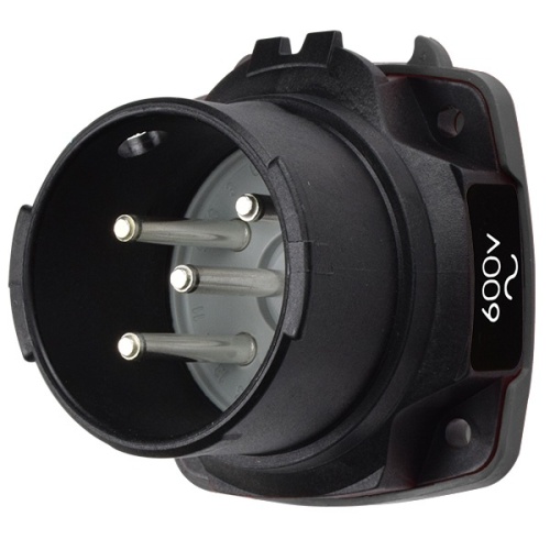 Meltric 22-38143 Hazardous Location DXN30 Inlet 600 VAC 30A Black Poly