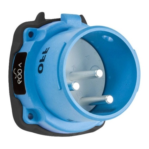 Meltric 33-38142 Switch-Rated DS30 Inlet 600 VAC 30A Blue Poly