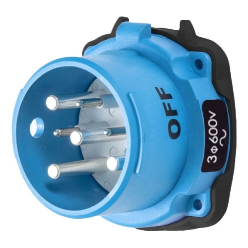 Meltric 33-38143-973-4X Switch-Rated DS30 Inlet 600 VAC 30A Blue Poly