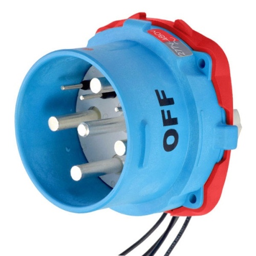 Meltric 33-98047-264 Switch-Rated DS100 Inlet 277/480 VAC 100A Blue Poly