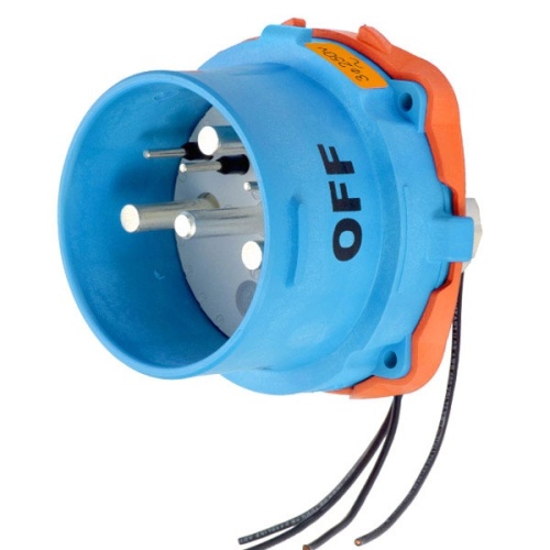 Meltric 33-98073-264 Switch-Rated DS100 Inlet 250 VAC 100A Blue Poly