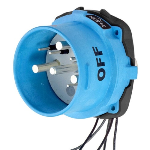 Meltric 33-98143-975 Switch-Rated DS100 Inlet 600 VAC 100A Blue Poly