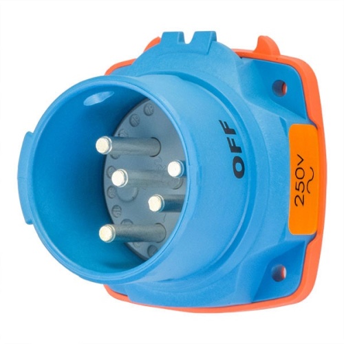 Meltric 63-38072-972 DSN30 Switch-Rated Inlet 250 VAC 30A Blue Poly