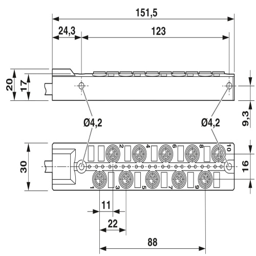 Phoenix Contact 1197325 Distributor box SACB-10/3-L- 5,0PUR-M8 HD