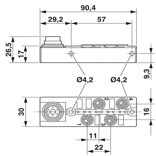 Phoenix Contact 1197406 Distributor box SACB- 4/3-L-M16-M8 HD