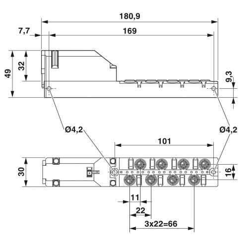 Phoenix Contact 1197616 Distributor box SACB- 8/3-L-PTP-M8 HD