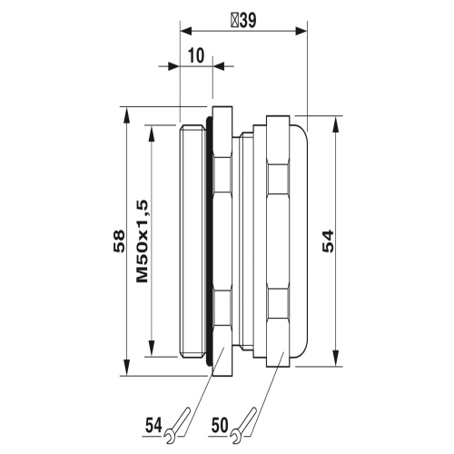 Phoenix Contact 1636512 Cable gland KV-M-M50-GD-(10)
