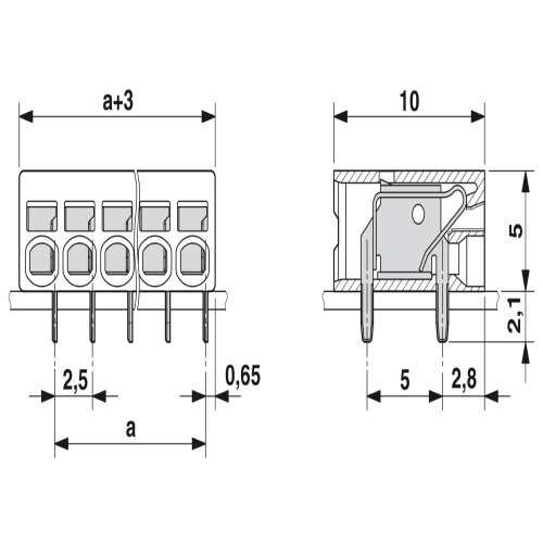 Phoenix Contact 1814540 PCB terminal block PTSM 0,5/ 7-2,5-H THR WH R32