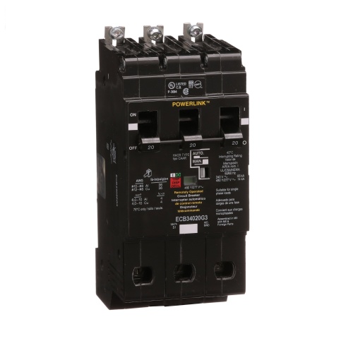 Schneider Electric ECB34020G3 - 20 Amp, 480Y/277 VAC, Three Pole, 14 kA
