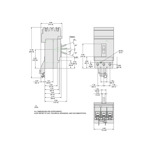 Schneider Electric JDA36250 PowerPact J-Frame breaker, I-Line, thermal ...