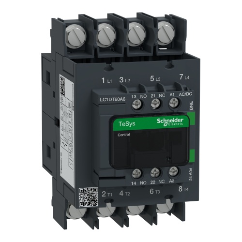 Schneider Electric LC1DT60A6BNE IEC Contactor - 60 Amp, Four Pole, 24 ...