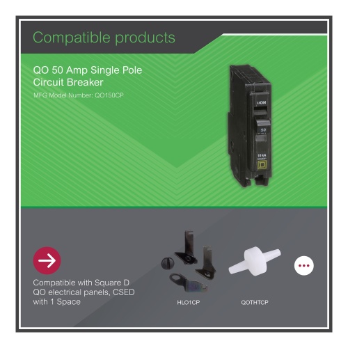 Schneider Electric QO150 Mini circuit breaker, QO, 50A, 1 pole, 120/240 ...