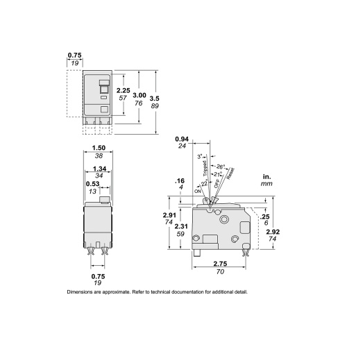 Schneider Electric QO260 Mini circuit breaker, QO, 60A, 2 pole, 120/240 VAC, 10 kA, plug in mount