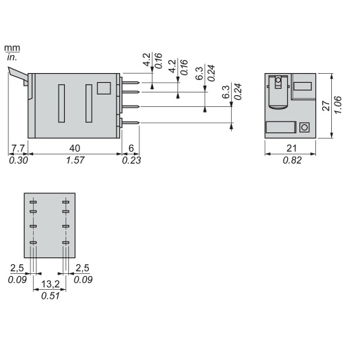 Schneider Electric RXM2AB2JD Miniature plug-in relay, 12 A, 2 CO, LED, 12 V DC