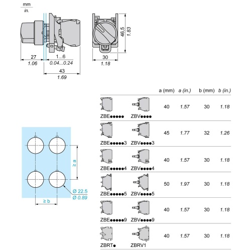 Schneider Electric XB4BD53 22mm Industrial Push Button Module