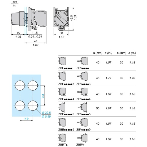 Schneider Electric XB4BK124M5 Harmony XB4 Illuminated Switch