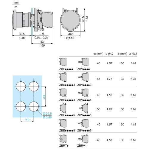 Schneider Electric XB4BT845 Harmony, emergency stop, latching push pull ...