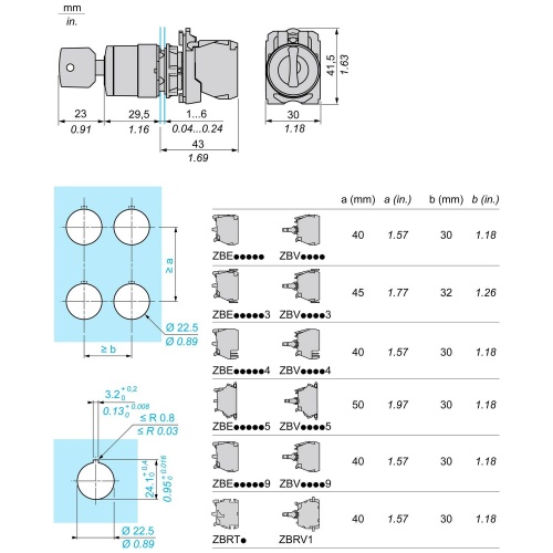 Schneider Electric XB5AG21 Harmony XB5 Modular Key Selector Switch