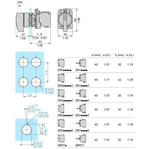 Schneider Electric XB5AJ33 Selector switch, plastic, black, Ø22, long ...
