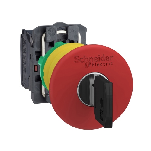 Schneider Electric XB5AS9442 red Ø40 Emergency stop, switching off pushbutton Ø22 latching key ...